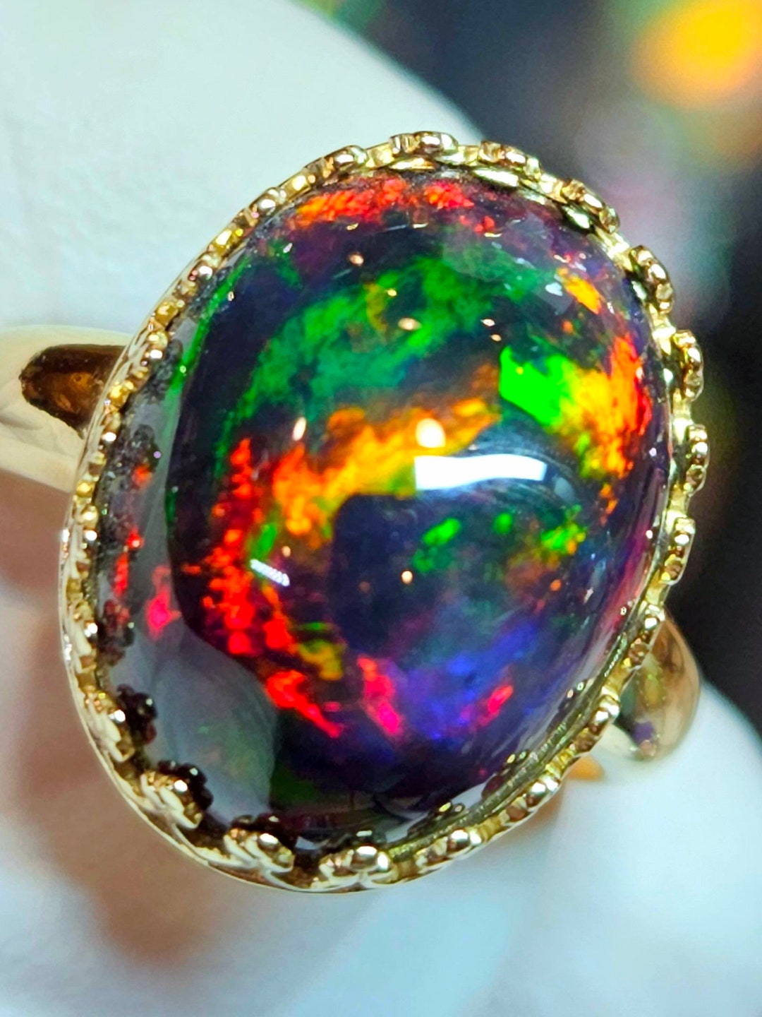 Statement Ring, Opal Statement Ring, Gold Ring, Opal Gold Ring, 14k ...