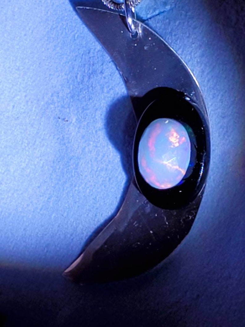 Opal Moon Necklace Moon and Stars Pendant Opal Necklace - Etsy