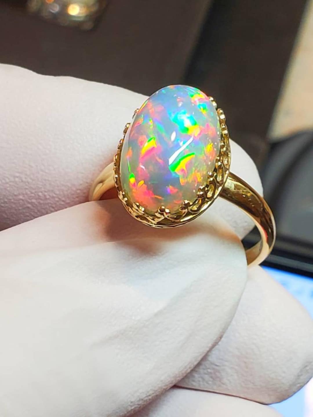 Statement Ring, Natural Opal Ring, Opal Ring, Opal Jewelry, Galaxy Opal ...