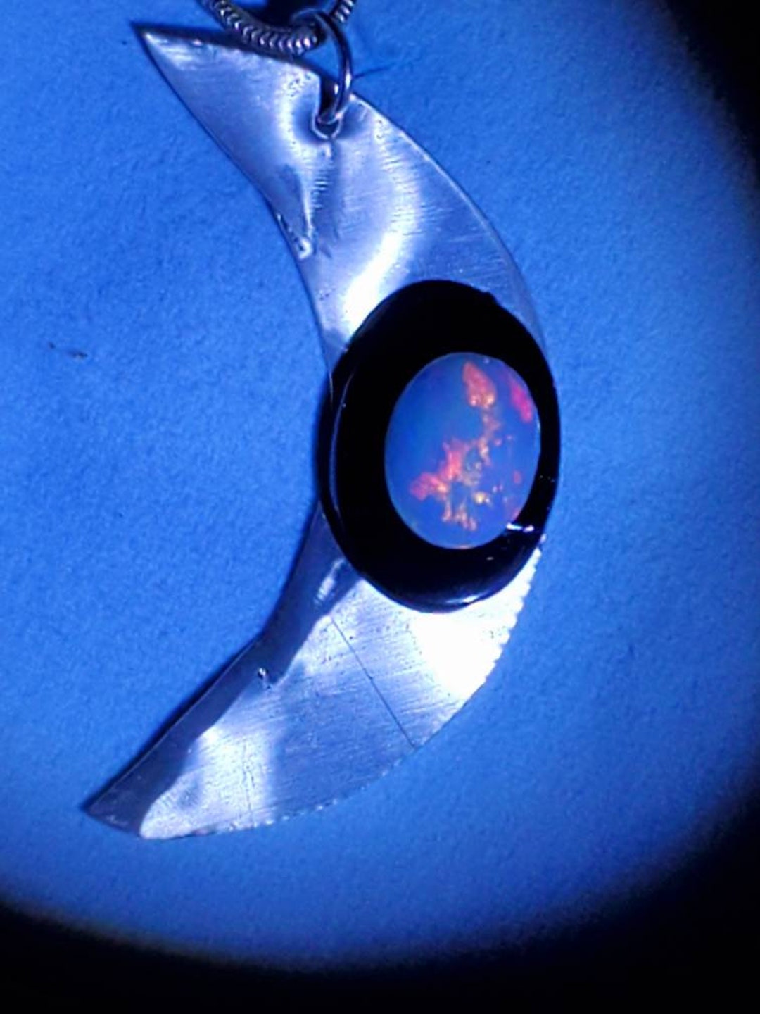 Opal Moon Necklace, Moon and Stars Pendant, Opal Necklace, Opal Pendant ...