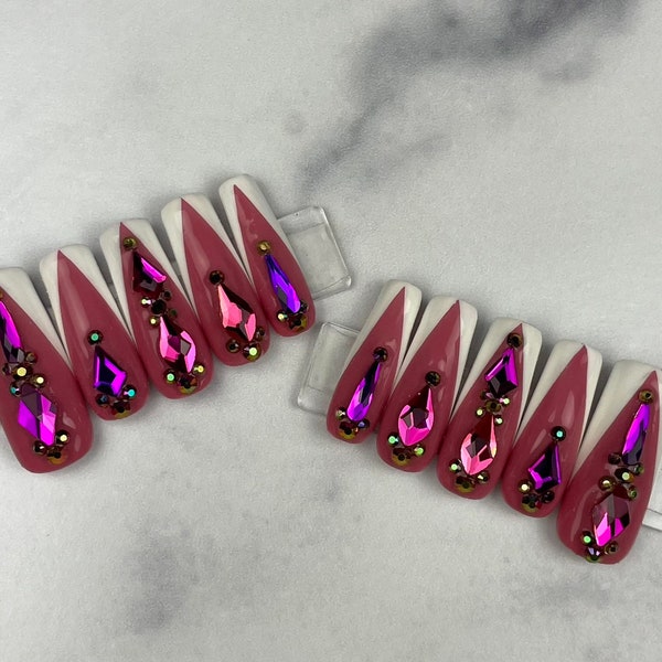 V Cut Press on Acrylic Nails - Etsy