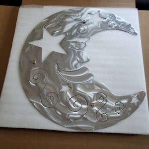 Large Metal Moon Rustic Wall Decor - Large Plasma Cut Moon - Garden ...