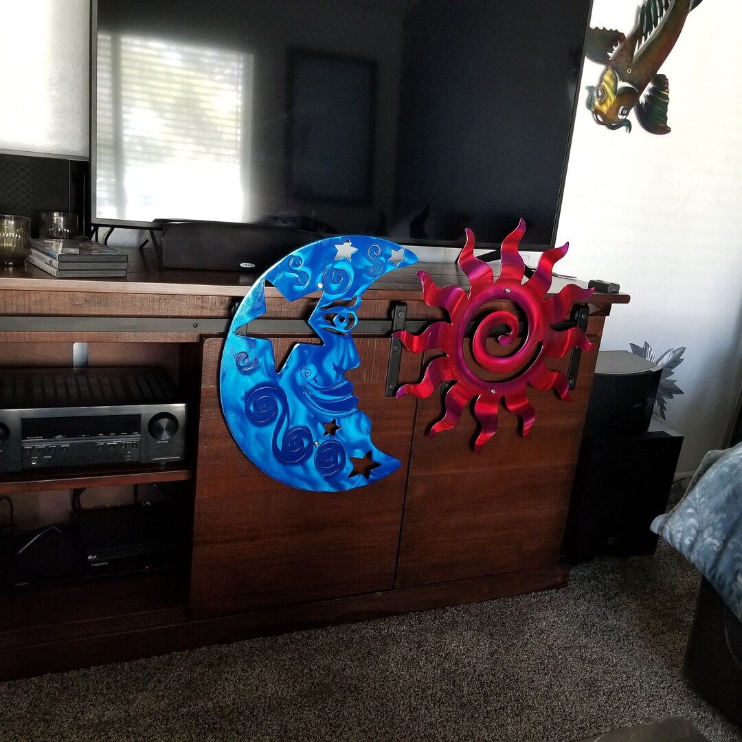 Metal Sun Wall Hanging Art Sun and Moon Home Decor Hallway Bedroom ...