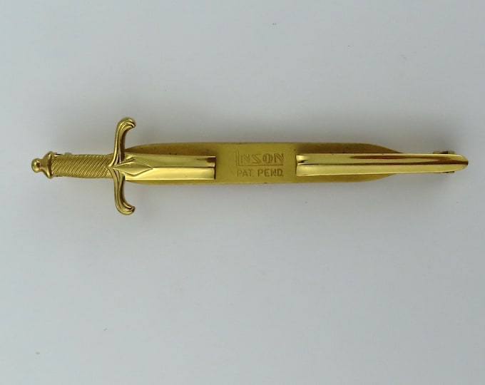 Gold Sword Tie Bar, Vintage 1950s Sword Tie Clip by Anson, Distinctive ...