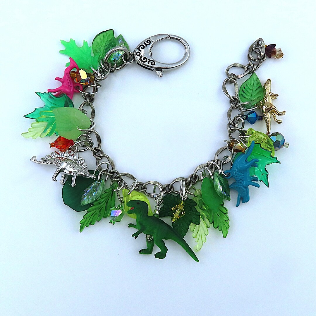 Dinosaur Bracelet With T-rex, Stegosaurus, Parasaurolophus, Triceratops ...