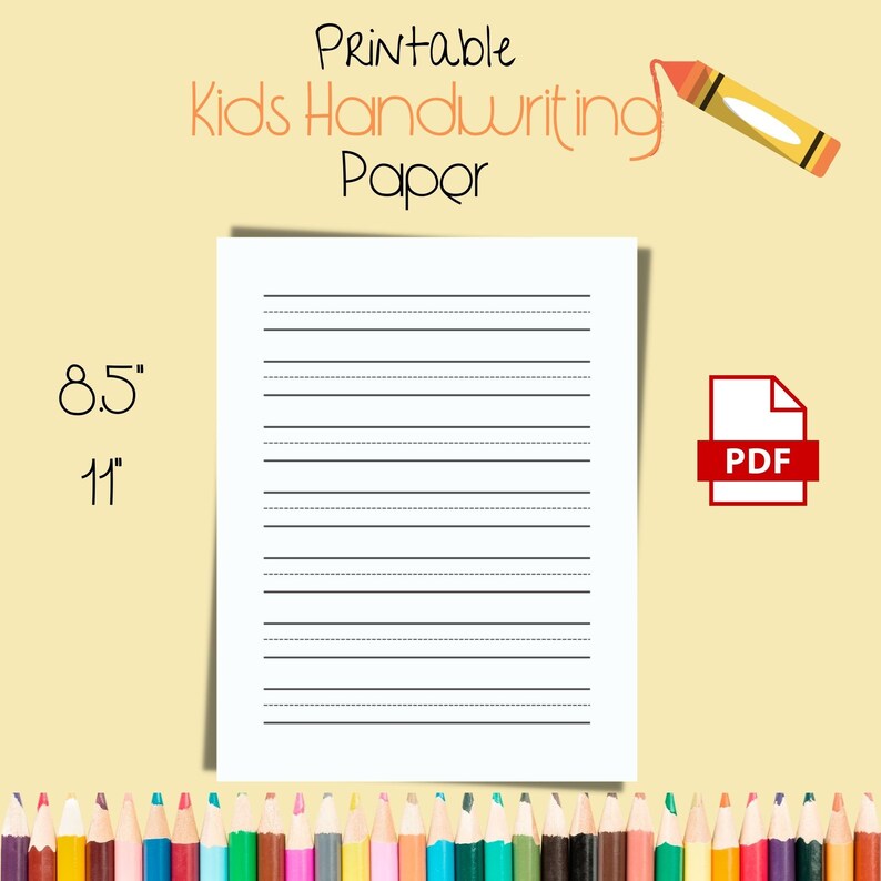 Printable Kids Handwriting Practice Paper, Preschool Writing ...