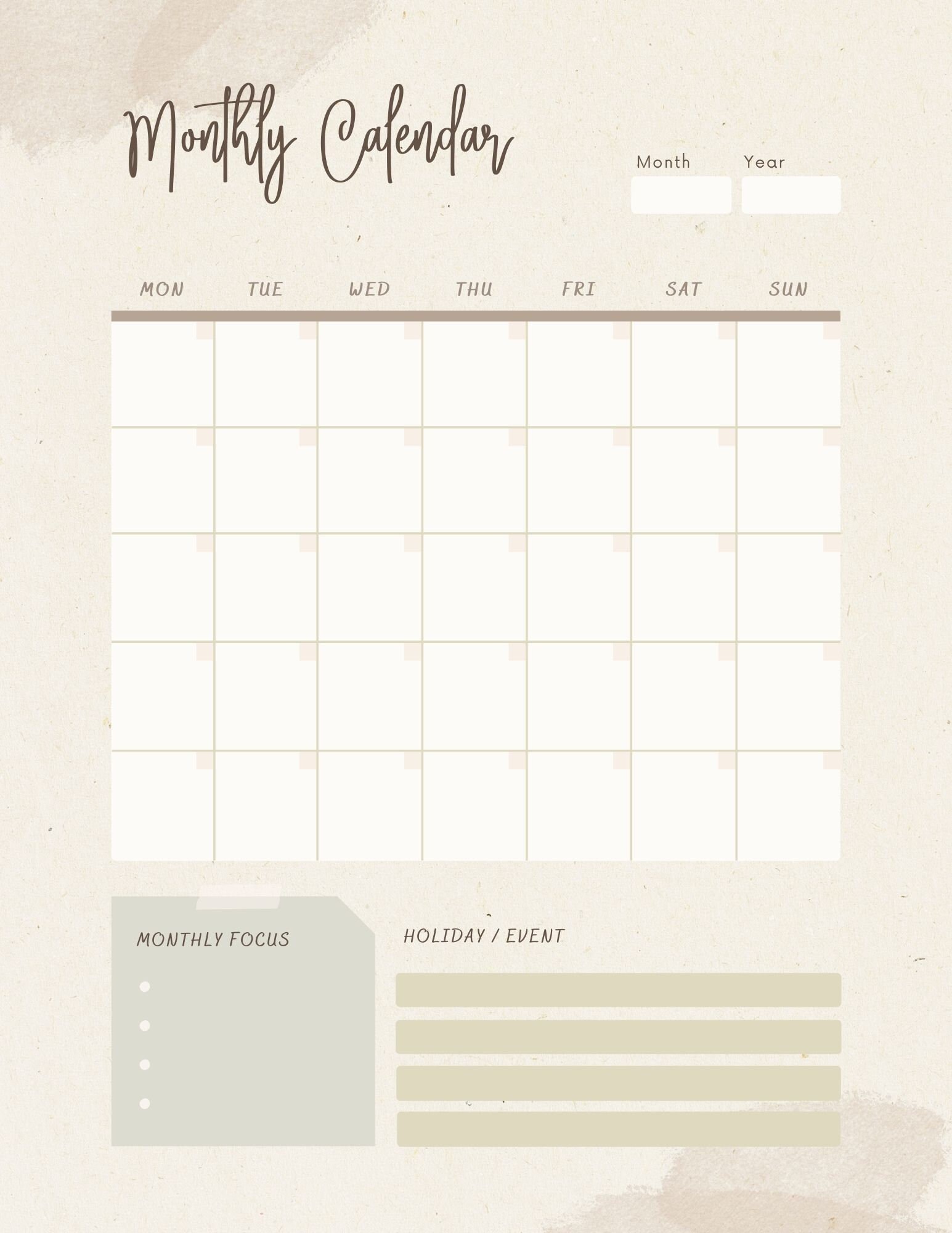 Monthly Planner Printable, Productivity Planner, Monthly Agenda ...