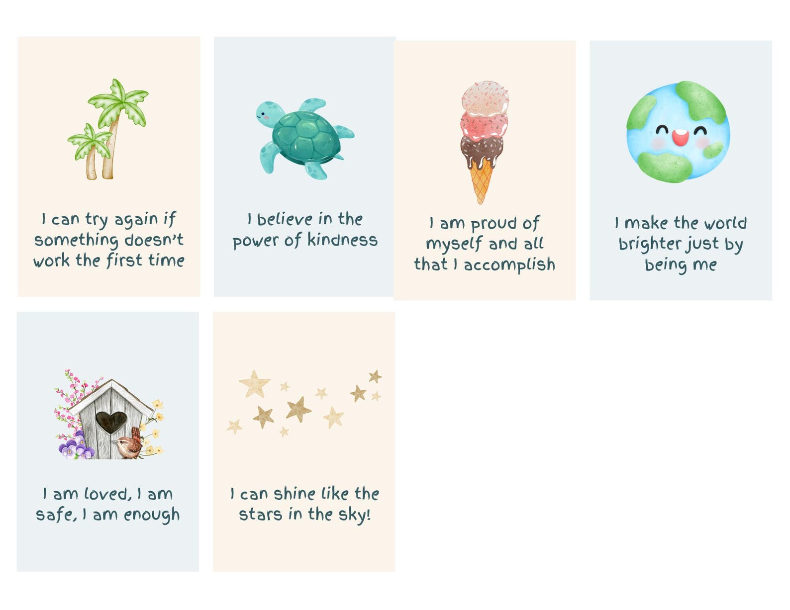 Positive Affirmations Cards for Kids, 30 Printable Cards (PDF) - Etsy
