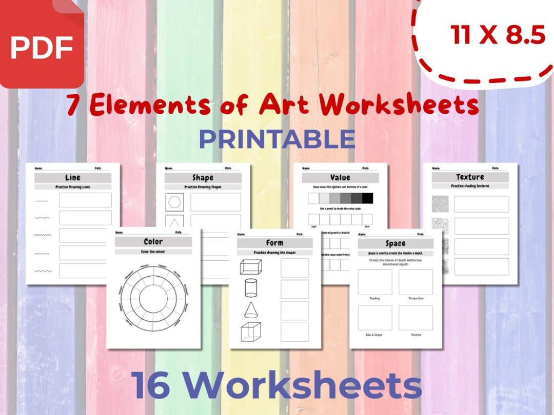 7 Elements of Art Worksheets | 16 Kids Activities (printable) - Etsy