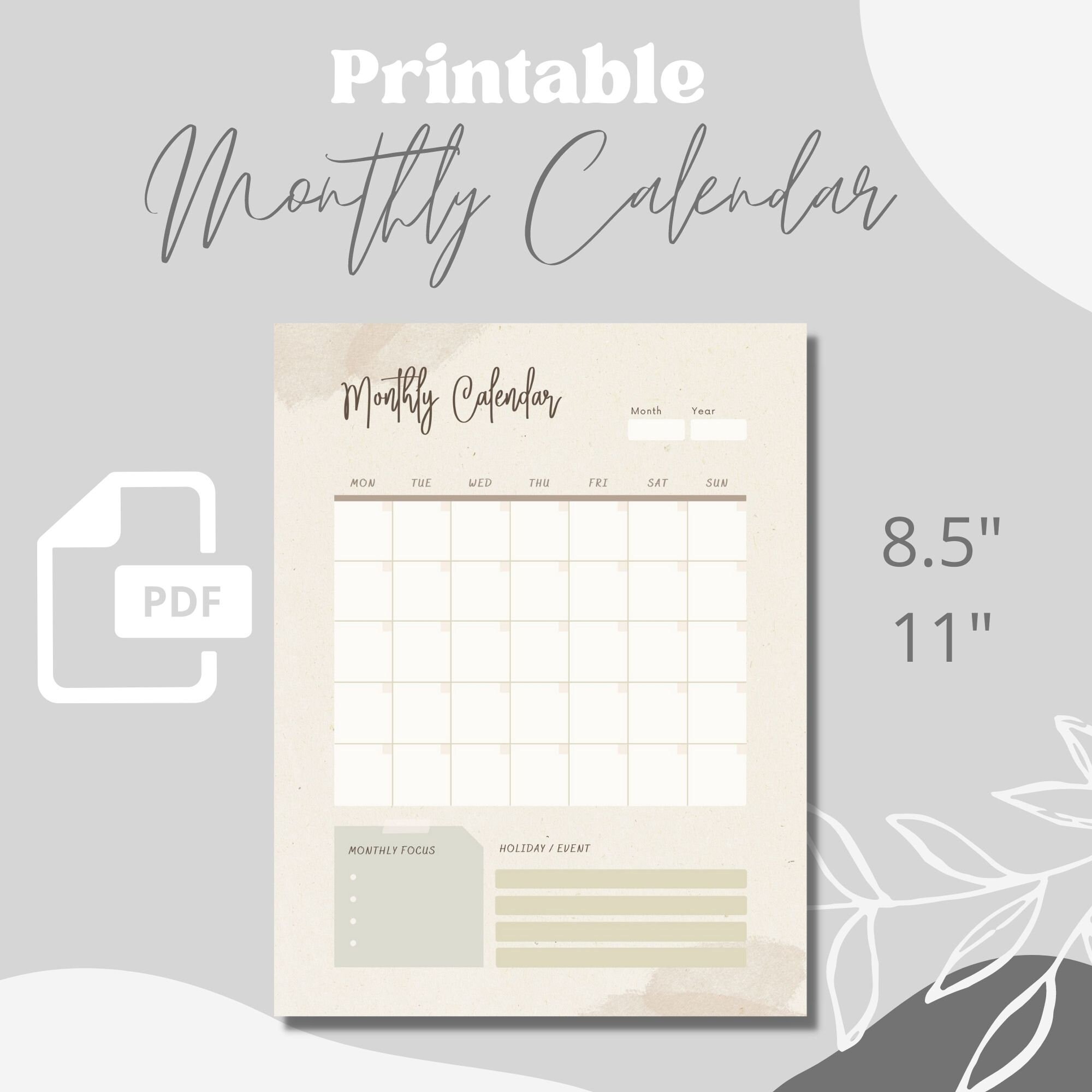 Monthly Planner Printable, Productivity Planner, Monthly Agenda ...
