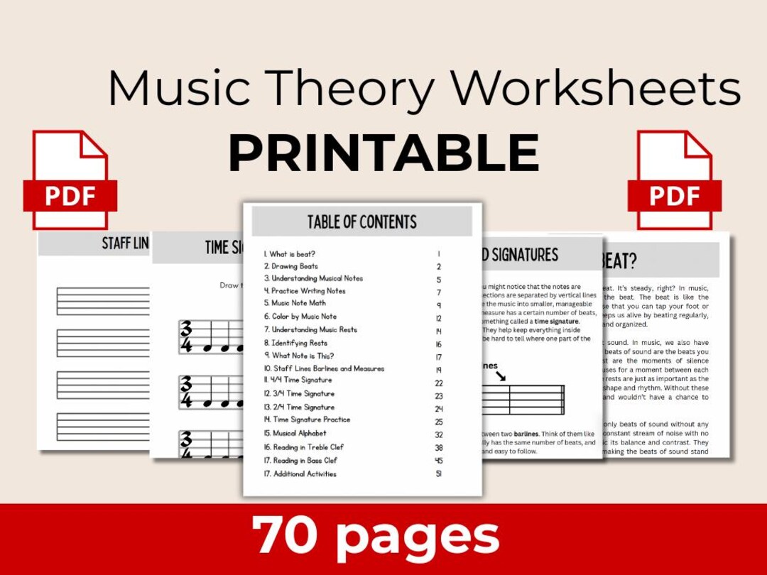 Printable Music Theory Workbook PDF – 70 Pages of Beginner Music ...