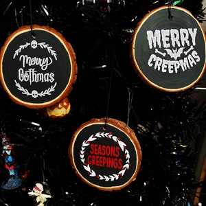 Merry Gothmas, Creepmas, Wood Slice, Goth, Christmas, Holiday, Ornament ...