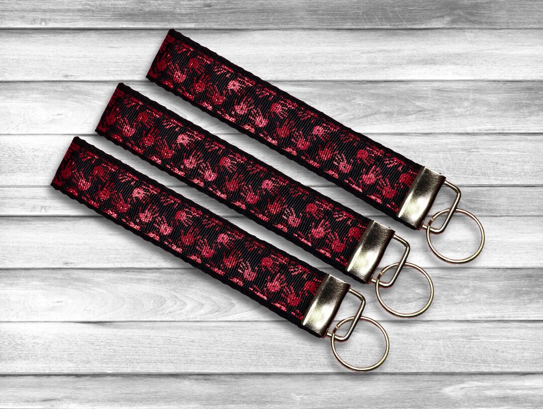 Bloody Handprints- Caution- Zombie- Keychain- Key Fob Wristlet- Key Fob ...