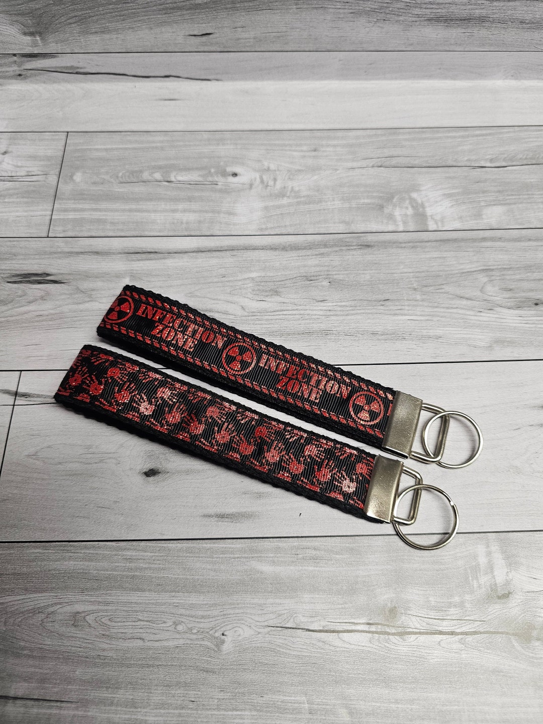 Infection Zone, Caution, Zombie, Bloody Handprints, Keychain, Key Fob ...