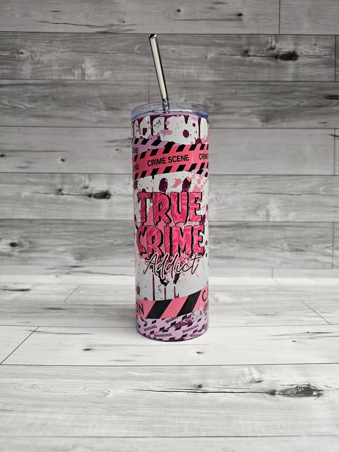 Pink and Purple True Crime Addict Crime Scene 20oz Straight Stainless ...