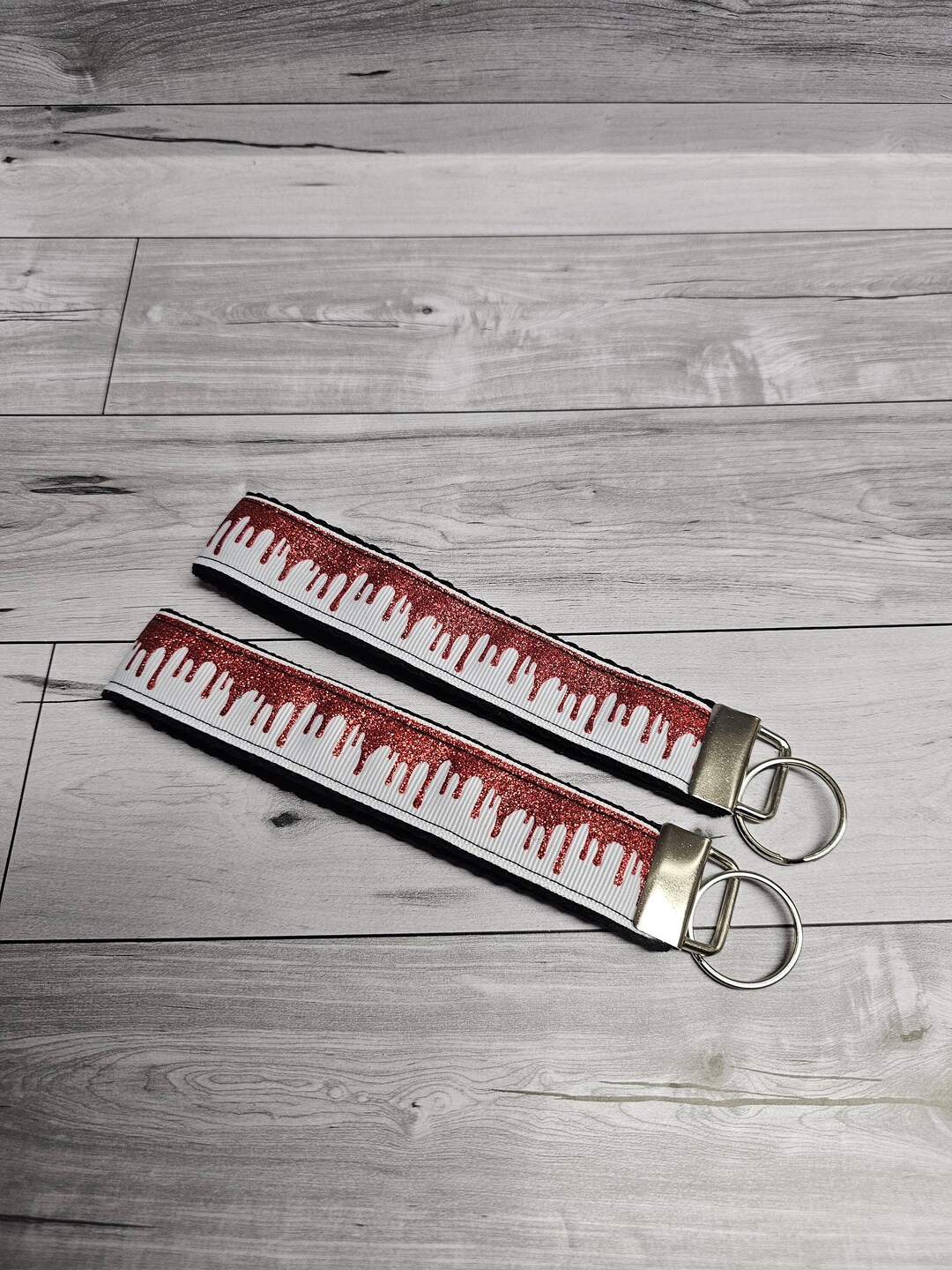 Red and White Blood Drip, Glitter, Keychain, Key Fob Wristlet, Key Fob ...