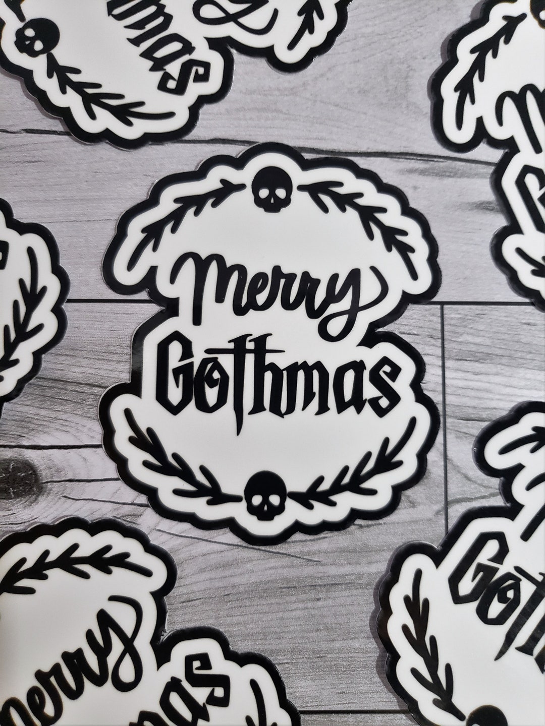 Merry Gothmas, Christmas, Holiday, READY TO SHIP, Laminated, Sticker - Etsy