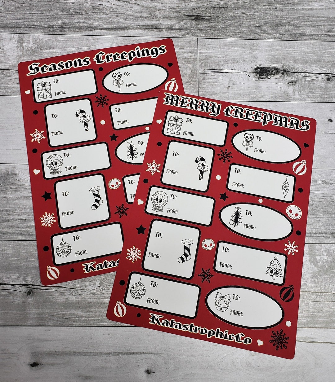 Creepmas Gift Tag Pack 2 Sheets, Gift Tag Sticker Sheets, Holiday Gift ...