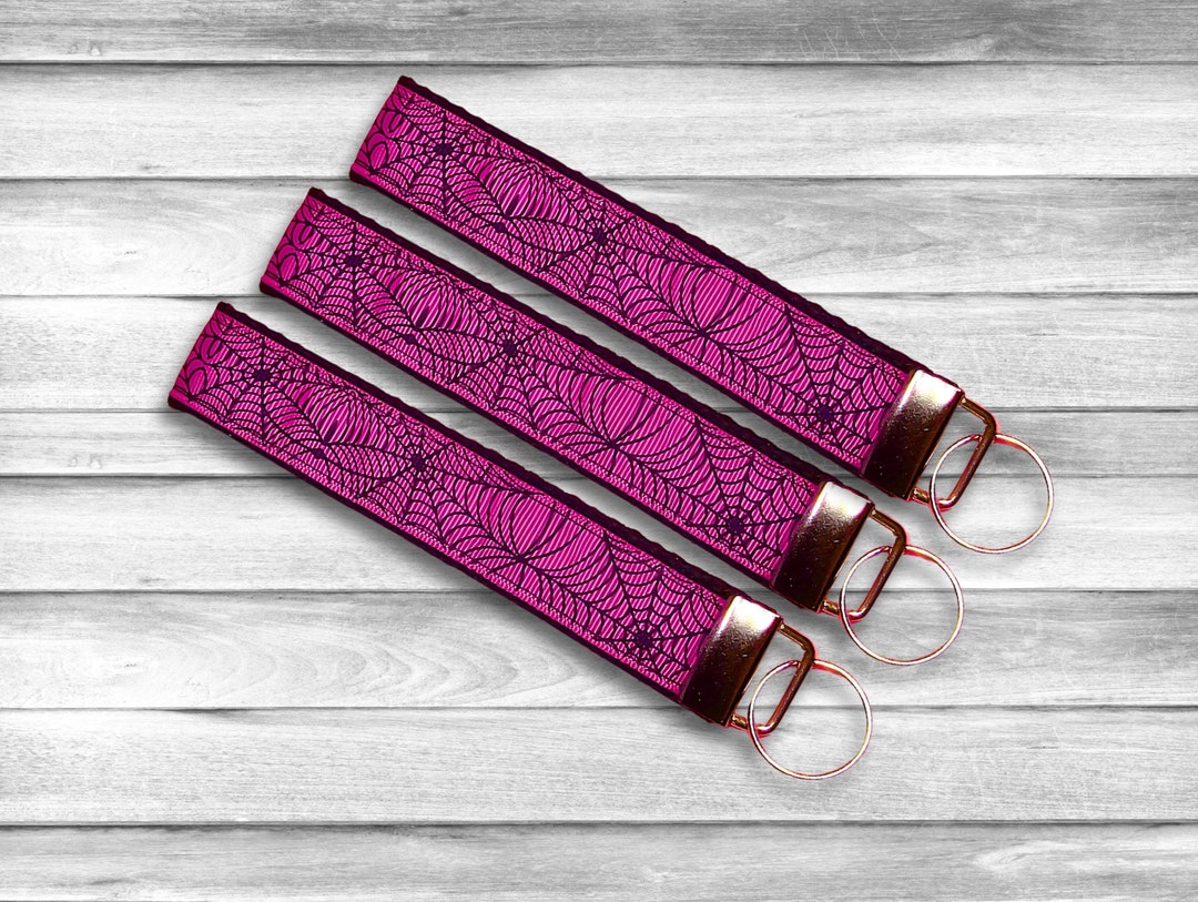 Pink Spider Webs- Keychain- Key Fob Wristlet- Key Fob- Keychains ...