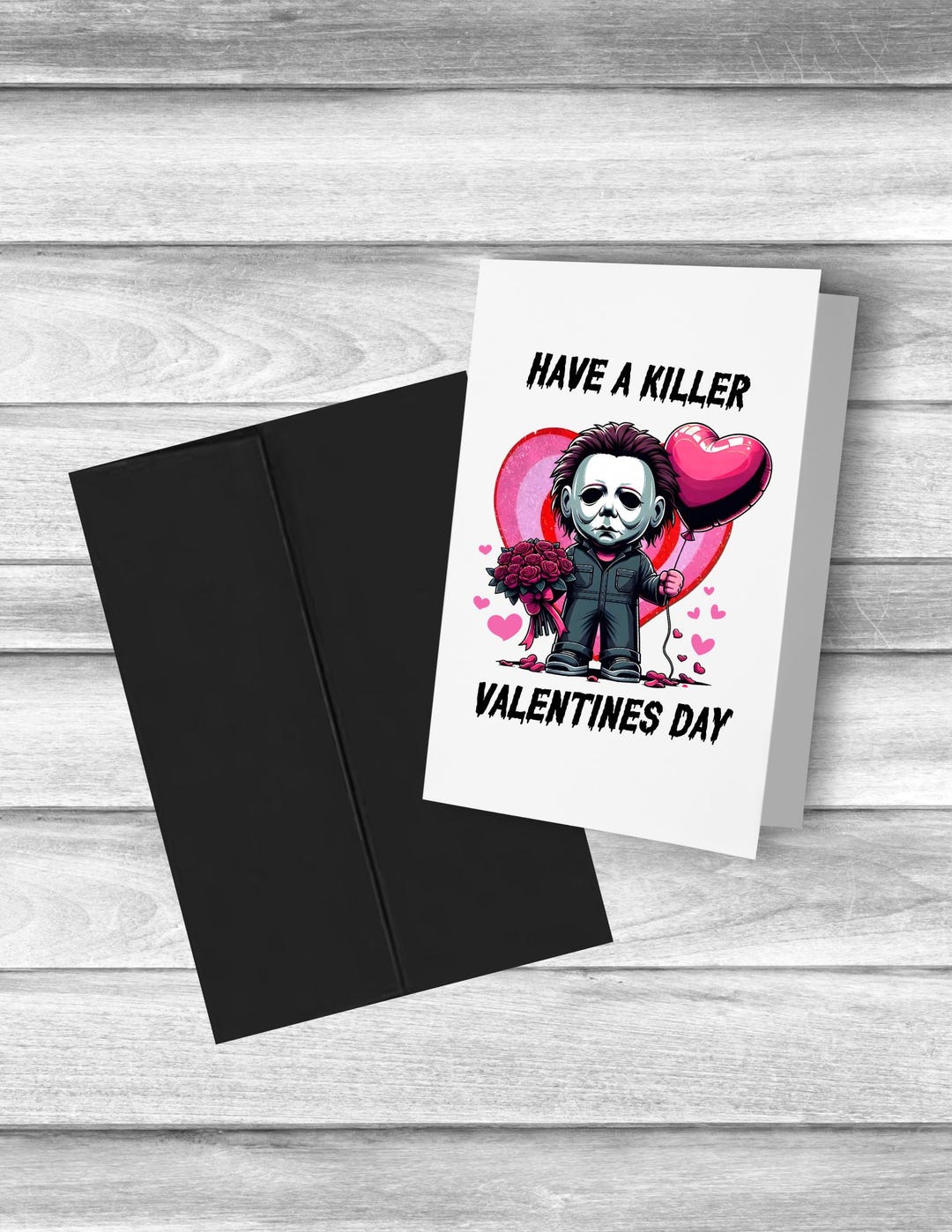 Horror Movie Valentine's Day Card: Slasher Art Print With Black ...