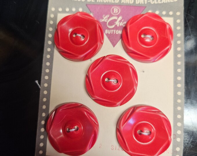 1940s 5 Red Buttons on Original Card. Plastic, 3/4 Inch - Etsy