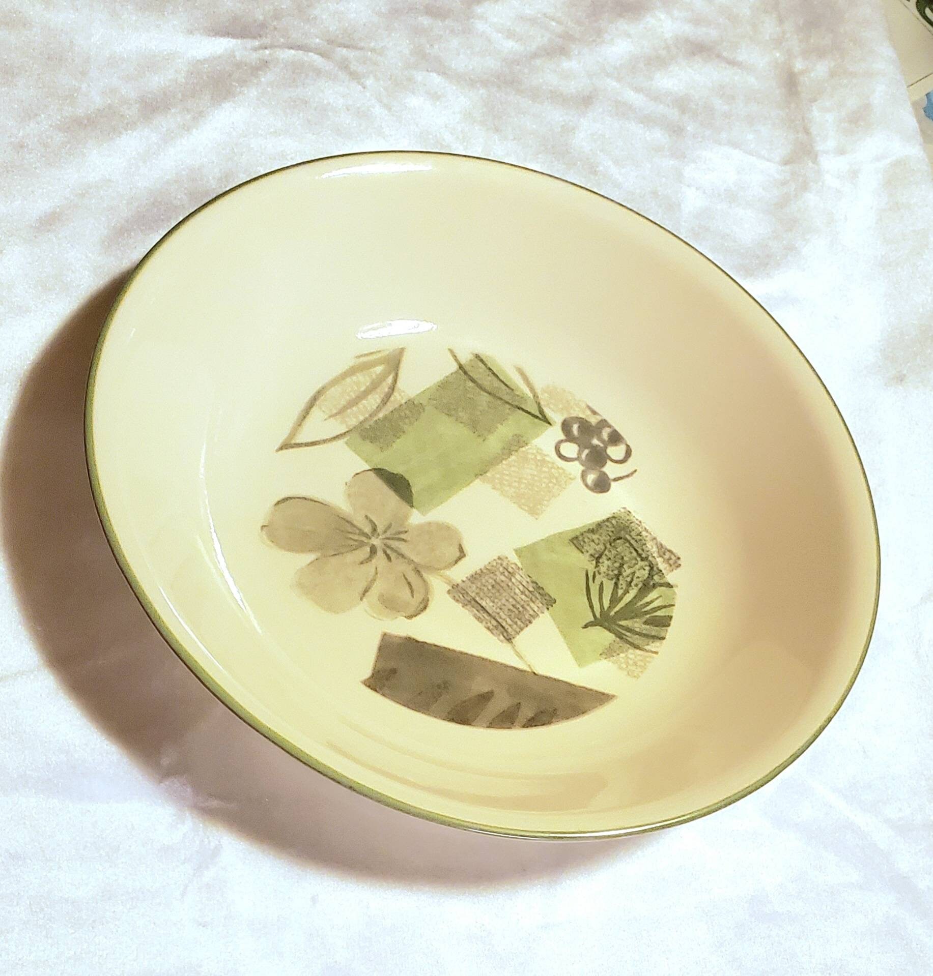 Corelle Textured Leaves Green Tan Gray Floral and Leaves - Etsy