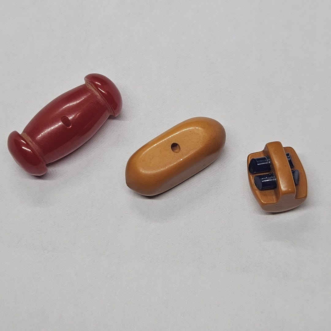3 Rare Bakelite Plastic Barrel Buttons, Butterscotch, Red - Etsy