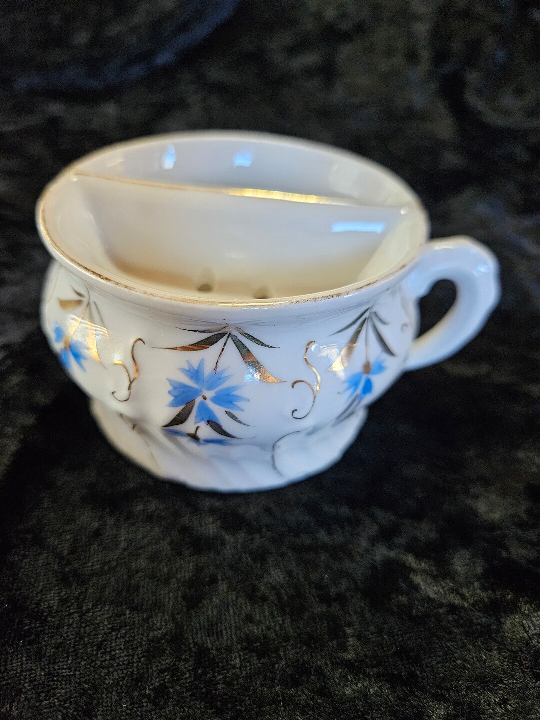 Antique Small Shaving Cup for a Lady, Blue Floral With Gold - Etsy
