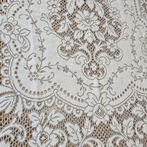 Large Lovely Two Tone Lace Tablecloth, 64 X 110 Inches, Ecru Beige ...