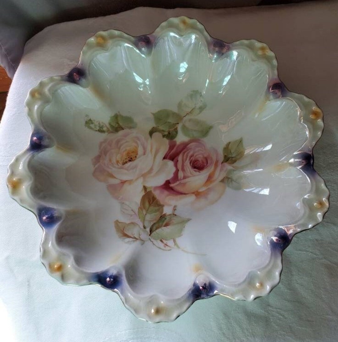 Antique Pink Roses Lustreware Bowl - JSV Germany - Etsy