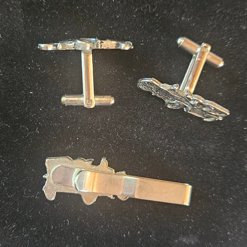 Antique Model T Cufflinks and Tie Bar Silver Tone Unmarked - Etsy