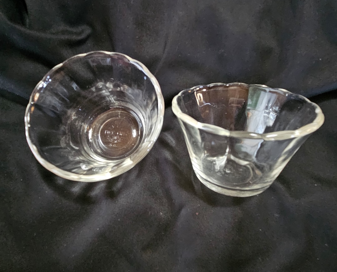 Fire King #422 Clear Glass Scalloped 5 Oz. Custard Cups Ramekins Prep ...