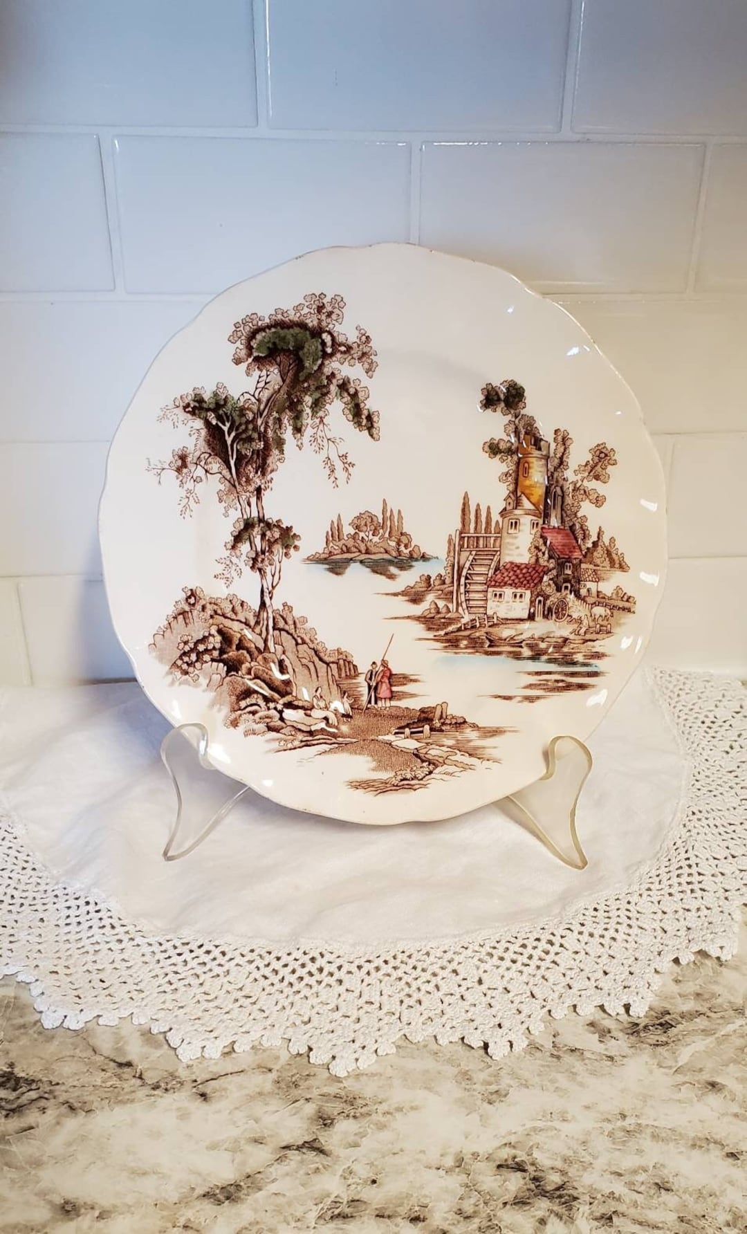 The Old Mill Johnson Bros. 7" Salad Plate, Multi Colored Transferware ...