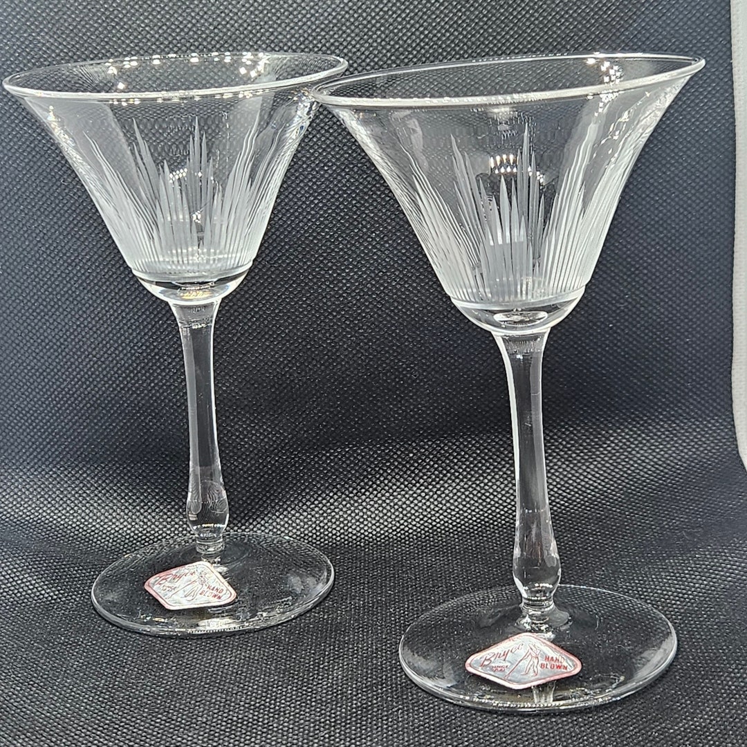 2 Bryce Art Deco cascade Cocktail Liquor Stems, With Foil Tags, 5 1/4 ...