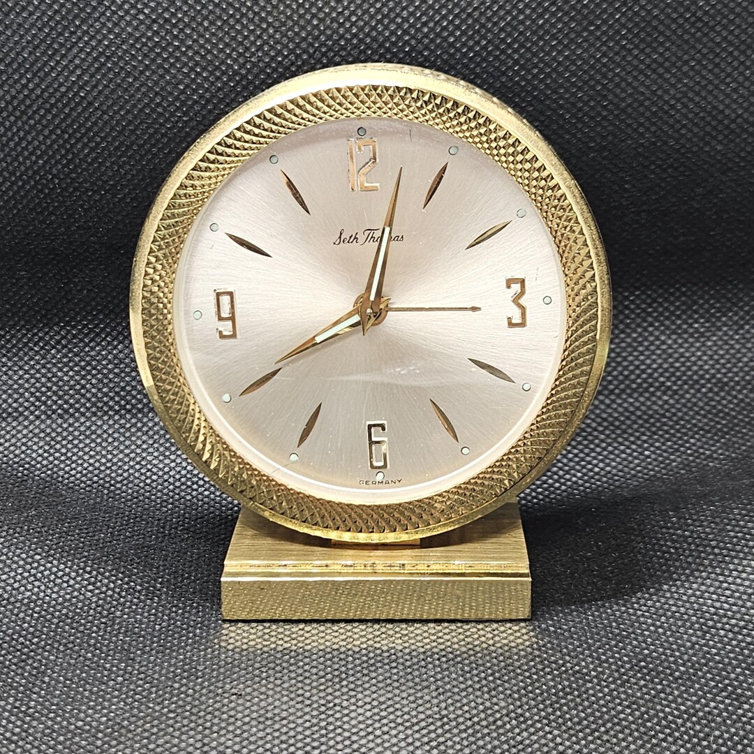 MC Seth Thomas Desk Clock, Gold Tone With Luminous Hands, Made in ...