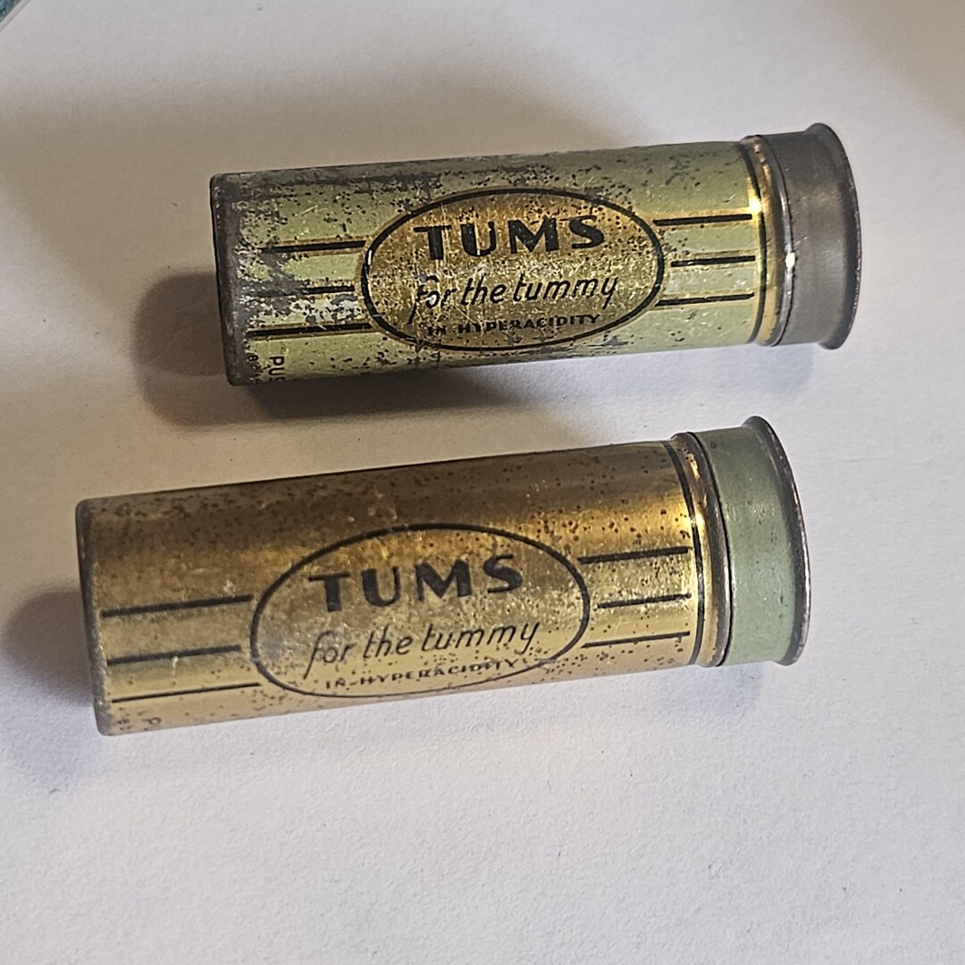 2 TUMS Green & Gold Metal Containers, Pocket Size, Filled With WWII ...