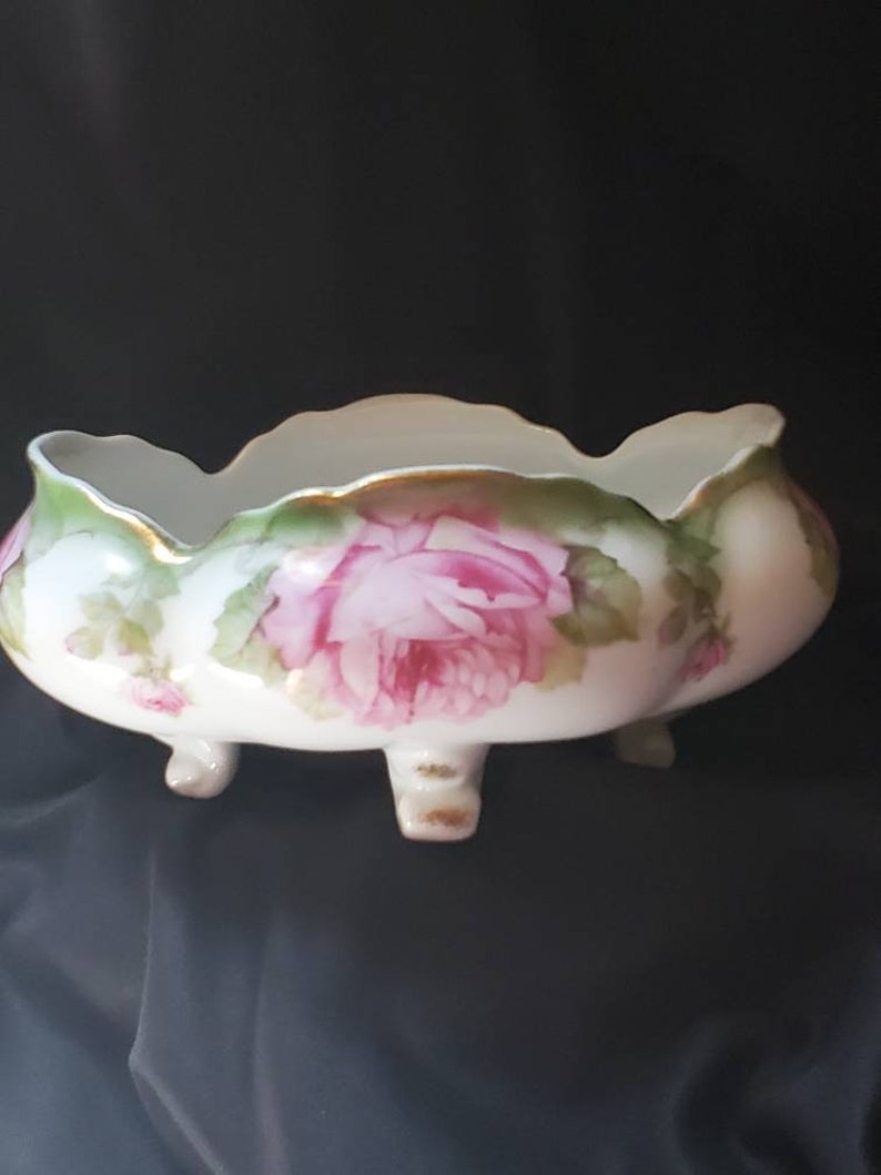 Lovely Footed Rose Bowl, Jaeger & Co., Malmaison, Germany, Pink Roses ...