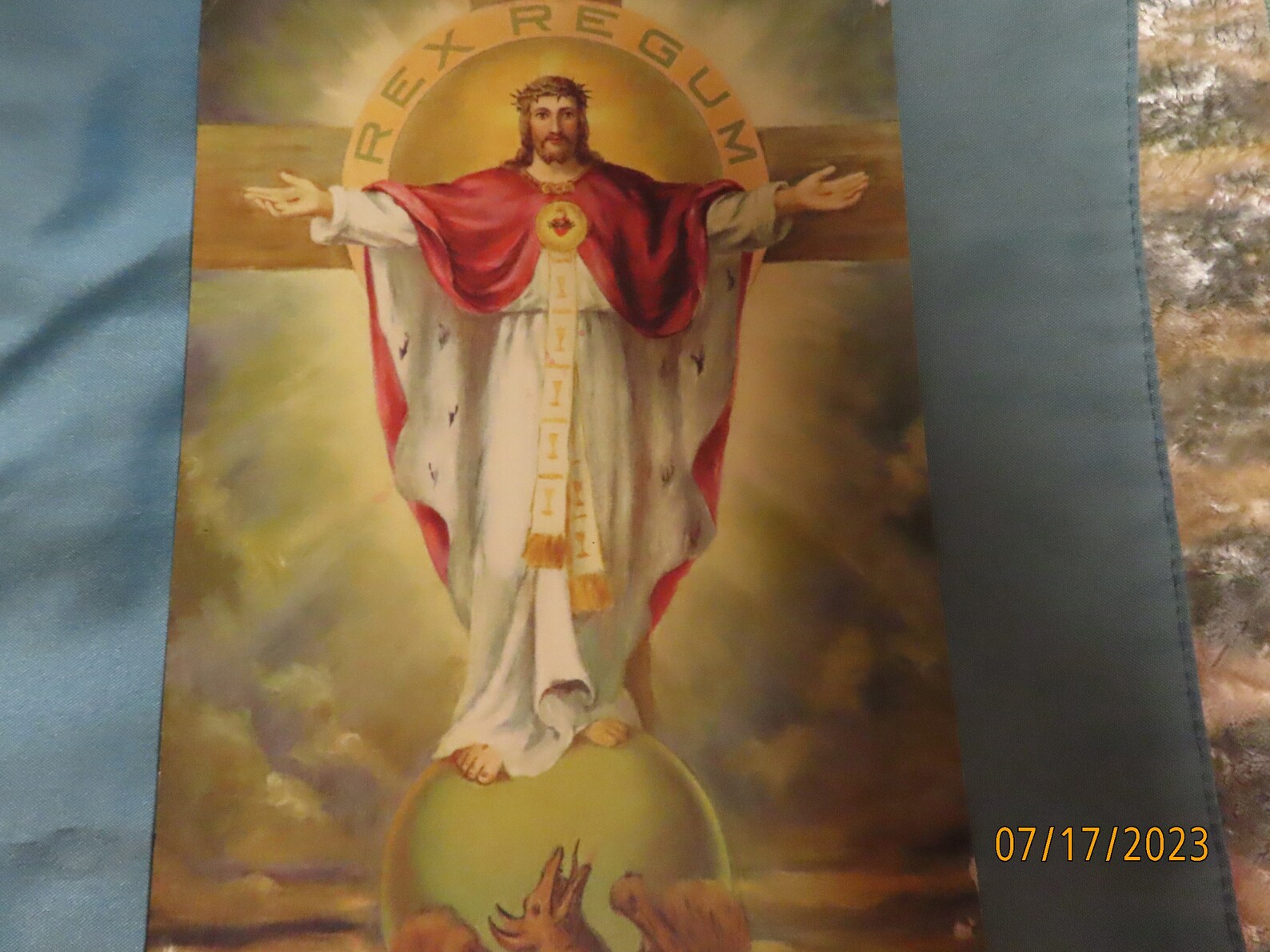 Antique Calendar Topper Religious, Jesus Christ, Cross, Heart, Print ...