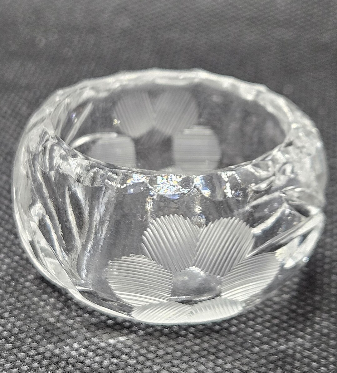 Set of 6 Etched Glass Cut Crystal Salt Dips, Individual Salt Cellars ...
