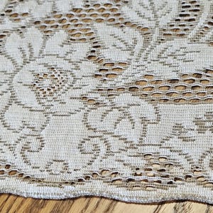 Large Lovely Two Tone Lace Tablecloth, 64 X 110 Inches, Ecru Beige ...