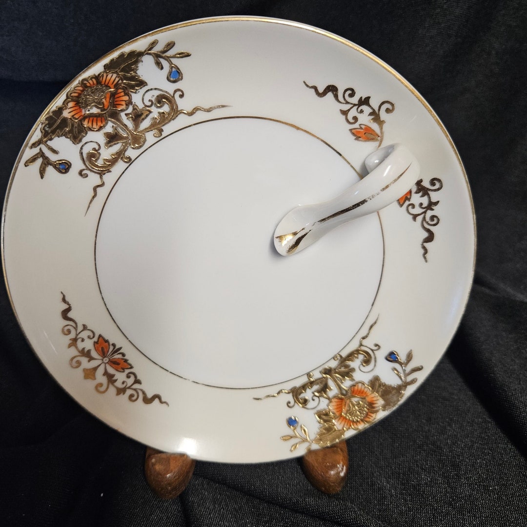 Noritake Nappy Lemon Plate With Handle, 1920s, Moriage Gold With Orange ...