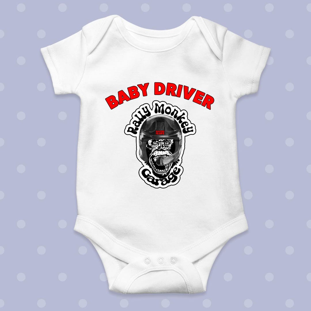 Rally Monkey Garage White Baby Grow 'baby Driver' or 'baby Co-driver ...