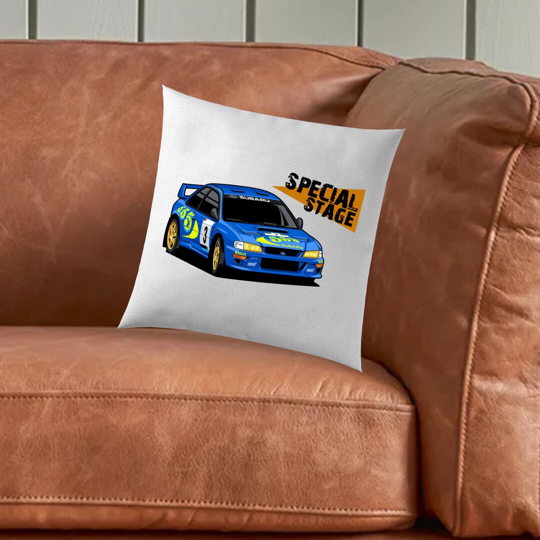 Subaru WRC 2 Rally Cushion. 40cm X 40cm Natural Cushion, Custom Illustration Home Pillow Gift ...