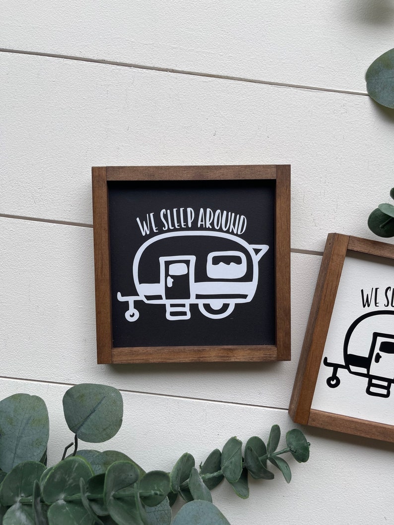 We Sleep Around Sign / Camping Decor / Happy Camper - Etsy