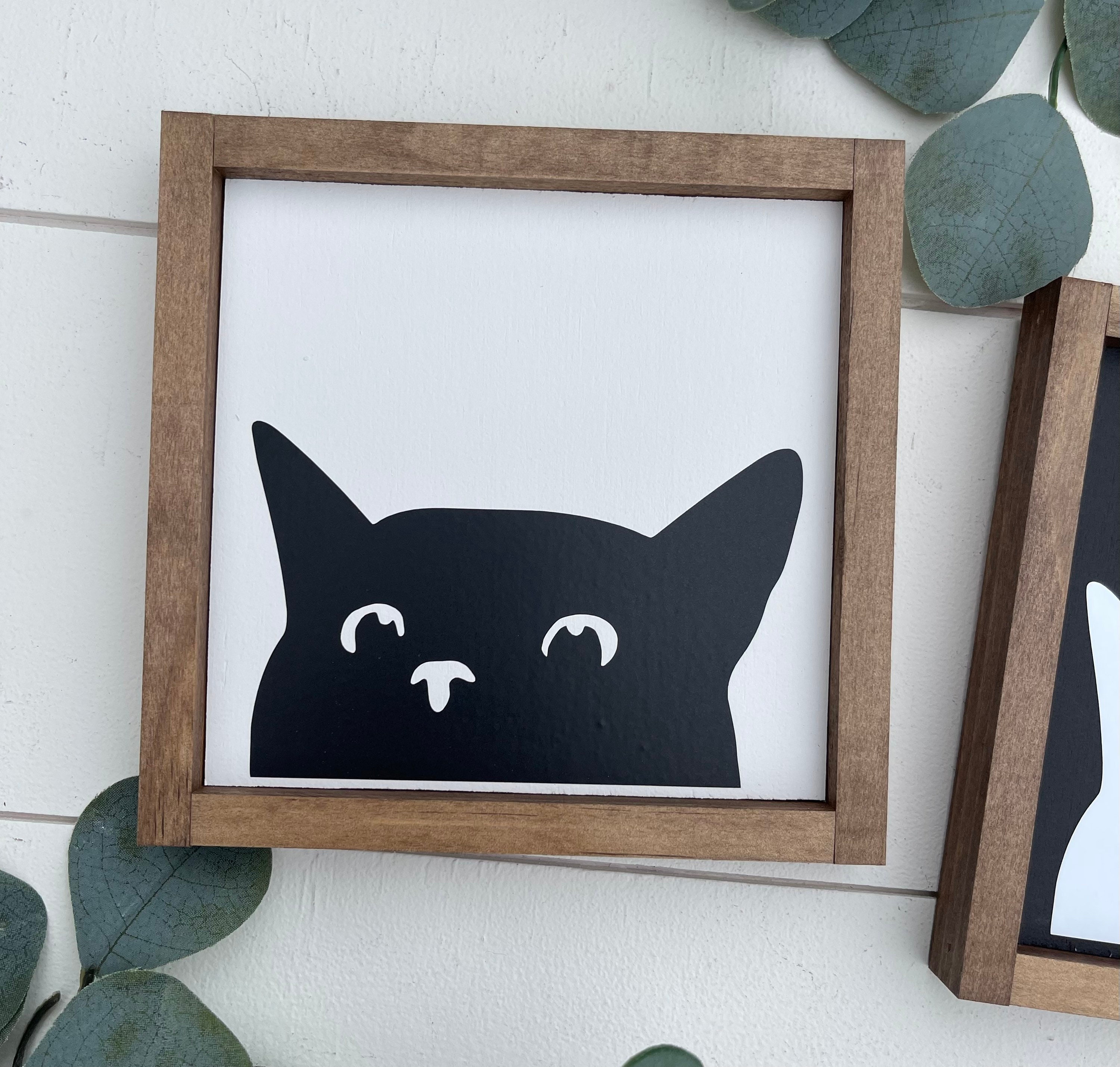 Cat Silhouette Wooden Sign/ Mini Sign / Tiered Tray Sign / Gallery Wall ...