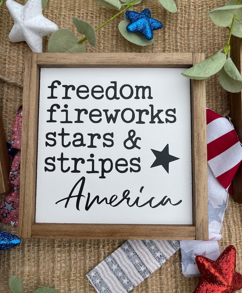 Patriotic Signs / USA Sign / Fourth of July Decor / Tiered Tray Decor ...