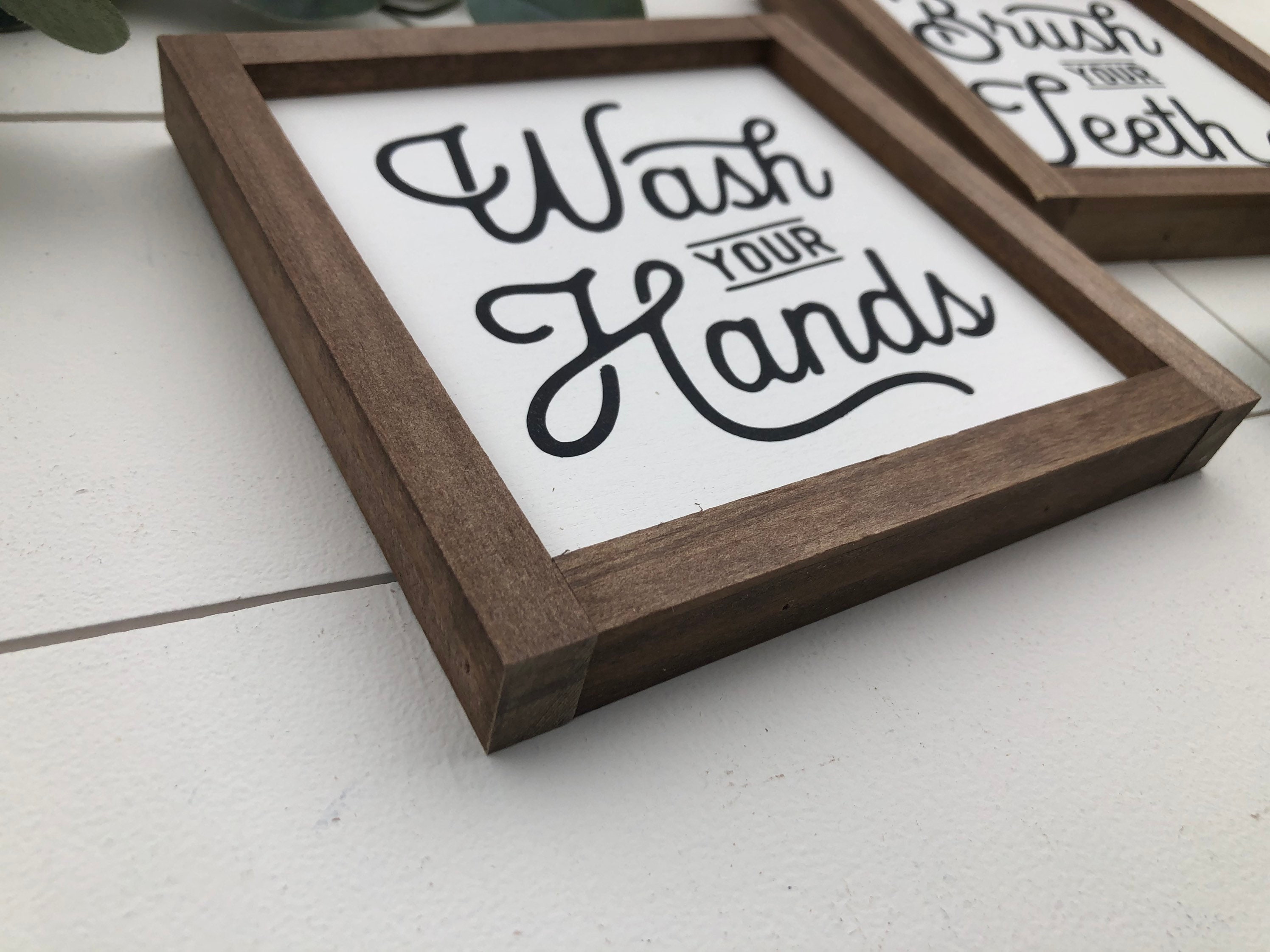 Wash Your Hands Brush Your Teeth Signs / Set of 2 / Signs for Bathroom ...