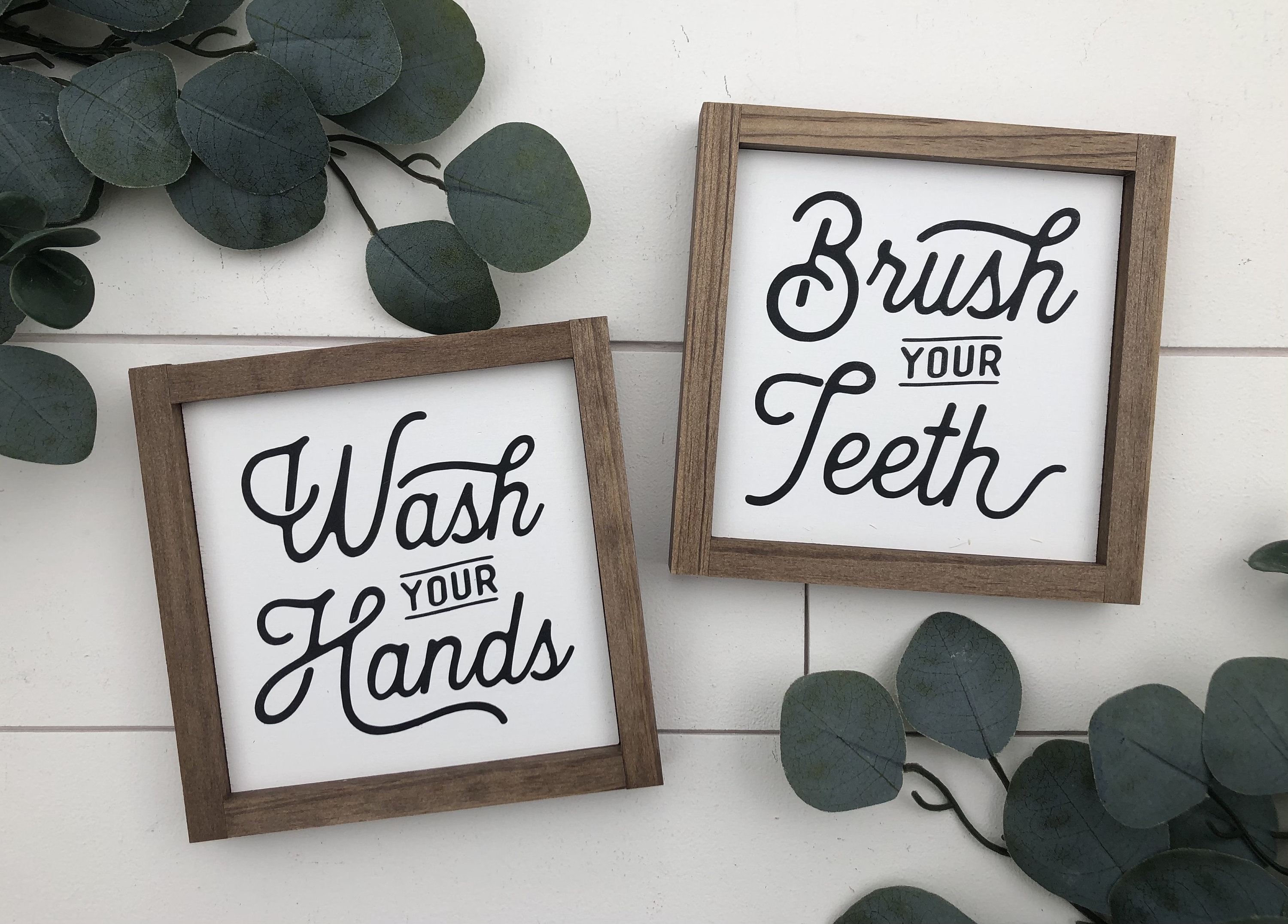 Wash Your Hands Brush Your Teeth Signs / Set of 2 / Signs for Bathroom ...