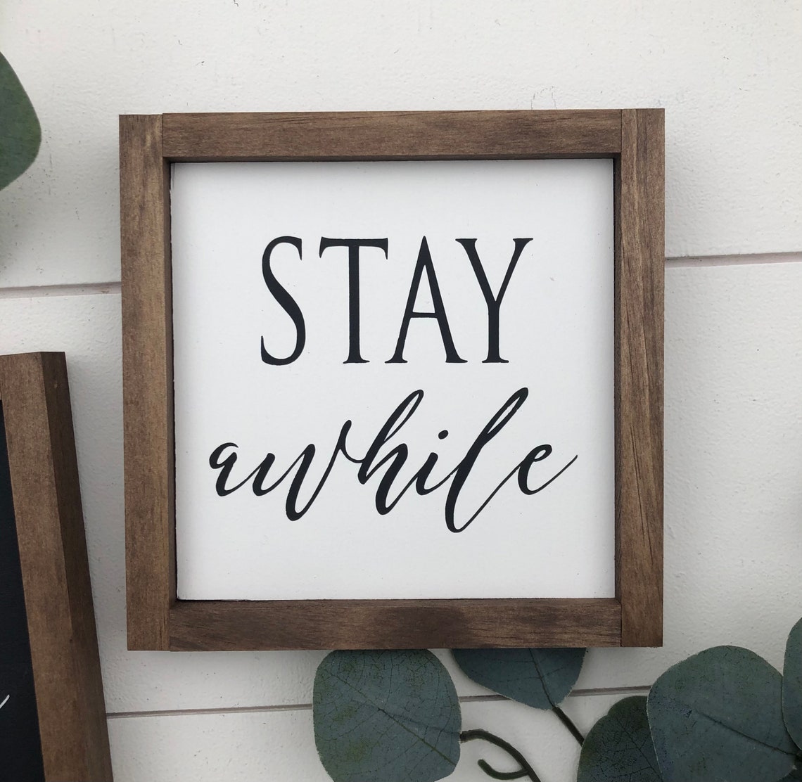 Stay Awhile Sign / Living Room Sign/ Wall Decor/ Wooden Sign - Etsy