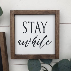 Stay Awhile Sign / Living Room Sign/ Wall Decor/ Wooden Sign for Home ...